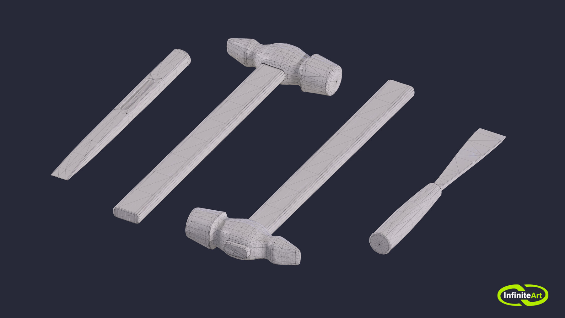 ArtStation - Hand Tools Hammer Chisel Spatula | Game Assets