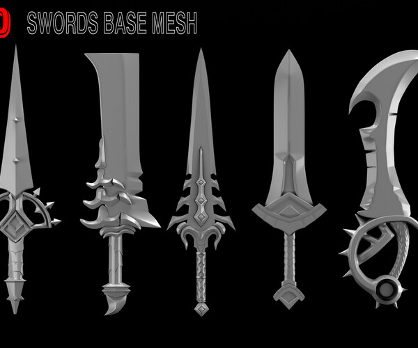 ArtStation - 50 Sword Base Mesh ( Clean Topology | Game Assets