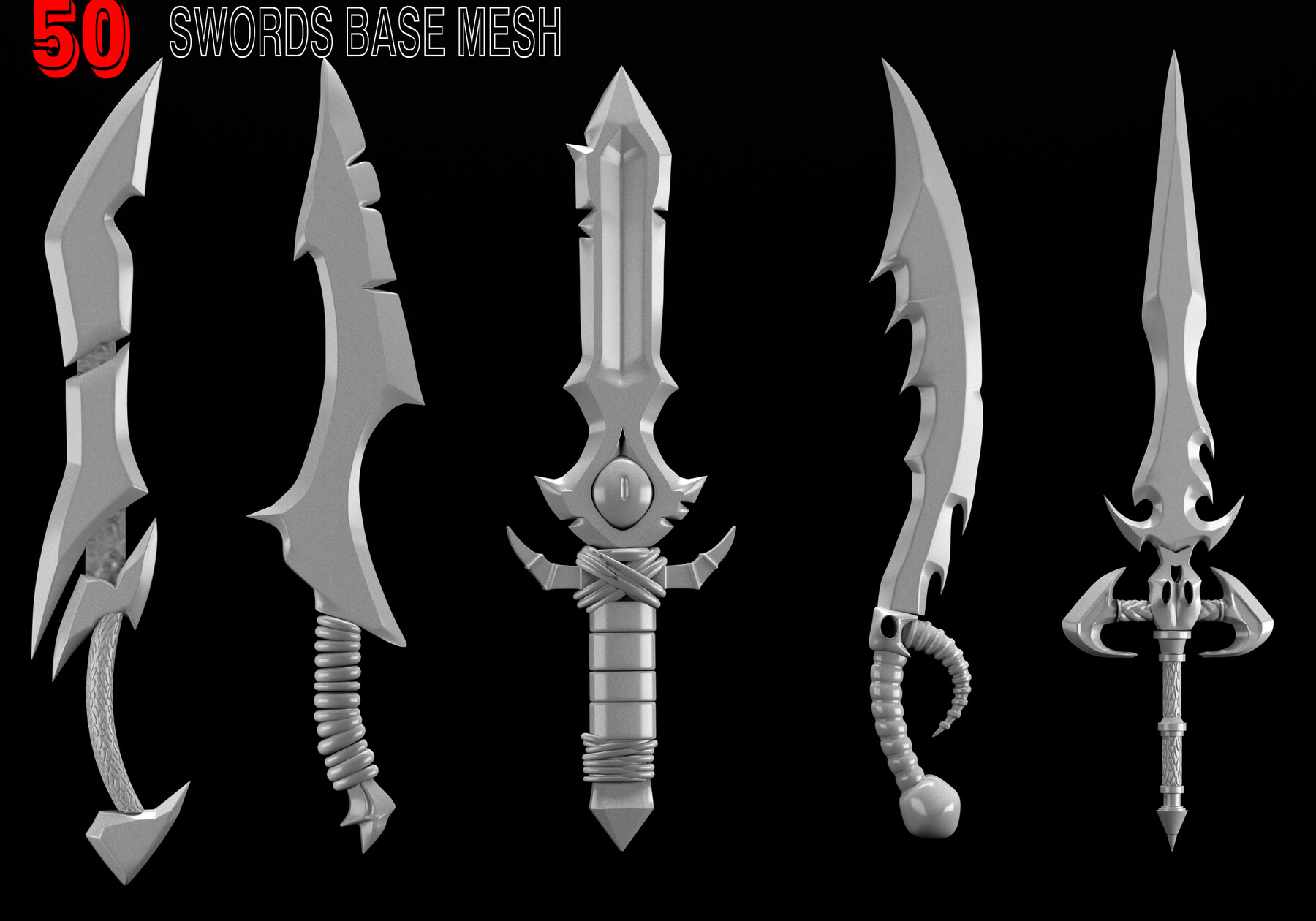 ArtStation - 50 Sword Base Mesh ( Clean Topology | Game Assets