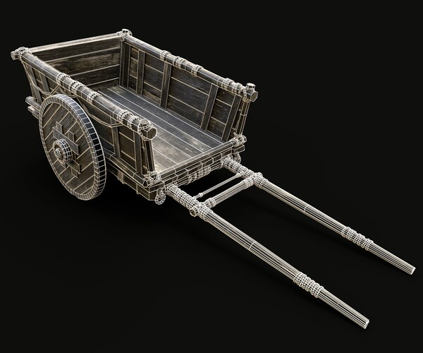 ArtStation - WOODEN CART WAGON HORSE CAR CARGO TRANSPORT MEDIEVAL ...
