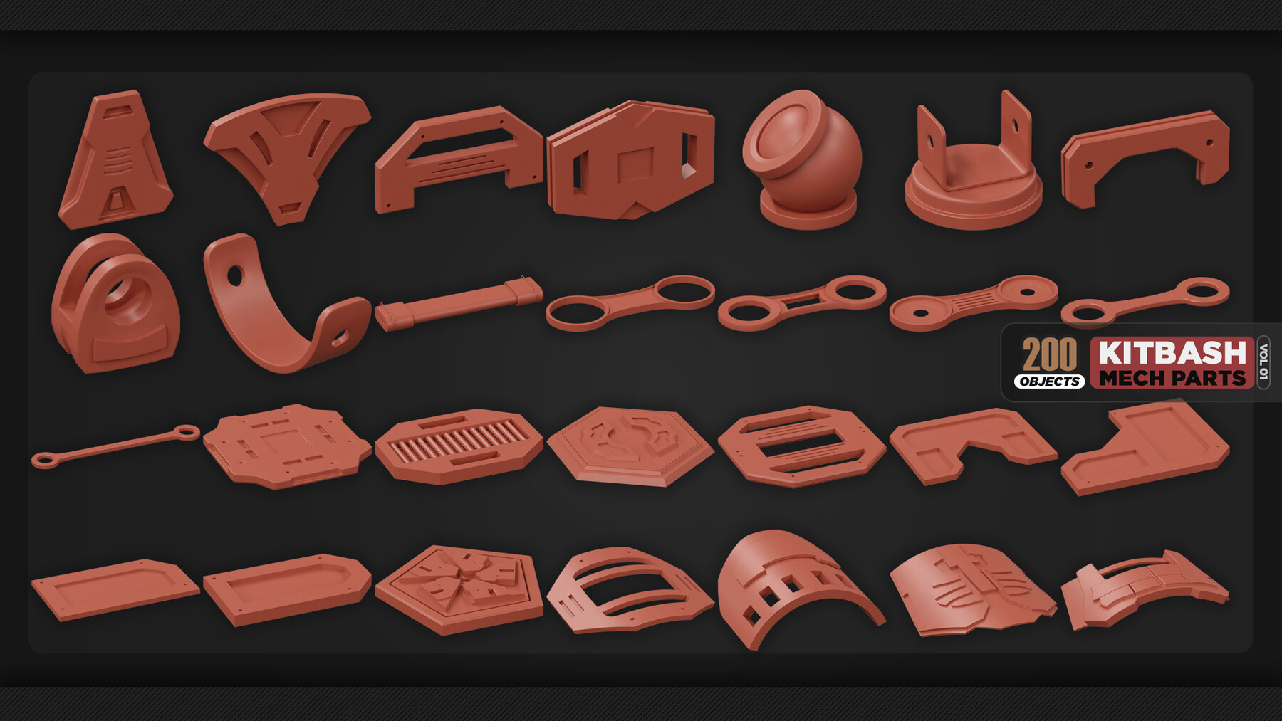 ArtStation - 200 Objects - MECH PARTS - KITBASH - VOL 01 | Resources