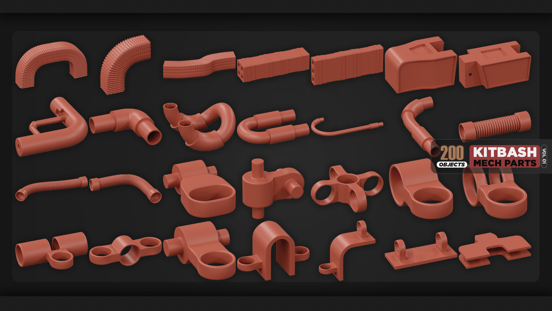 ArtStation - 200 Objects - MECH PARTS - KITBASH - VOL 01 | Resources