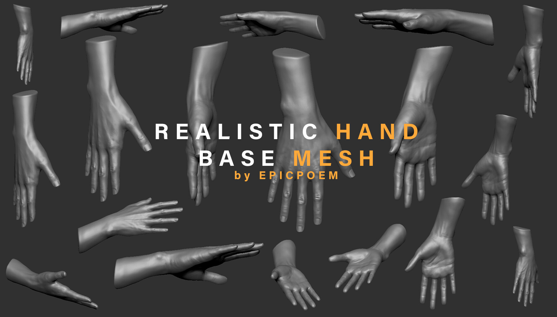 ArtStation - Realistic hands base mesh reference - ztl and obj included ...