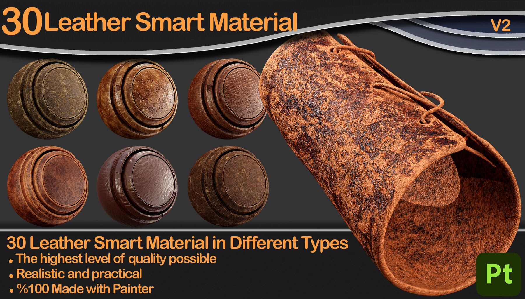 ArtStation - 30 High-Detail Leather Smart material V2 - Adobe Substance ...