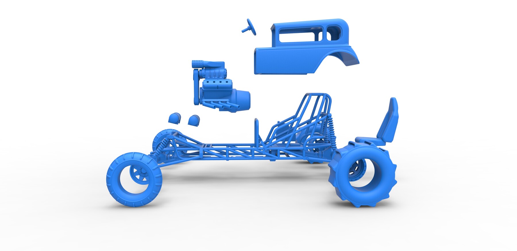 ArtStation - 3D printable Diecast Mud dragster Hot Rod Scale 1 to 25 ...