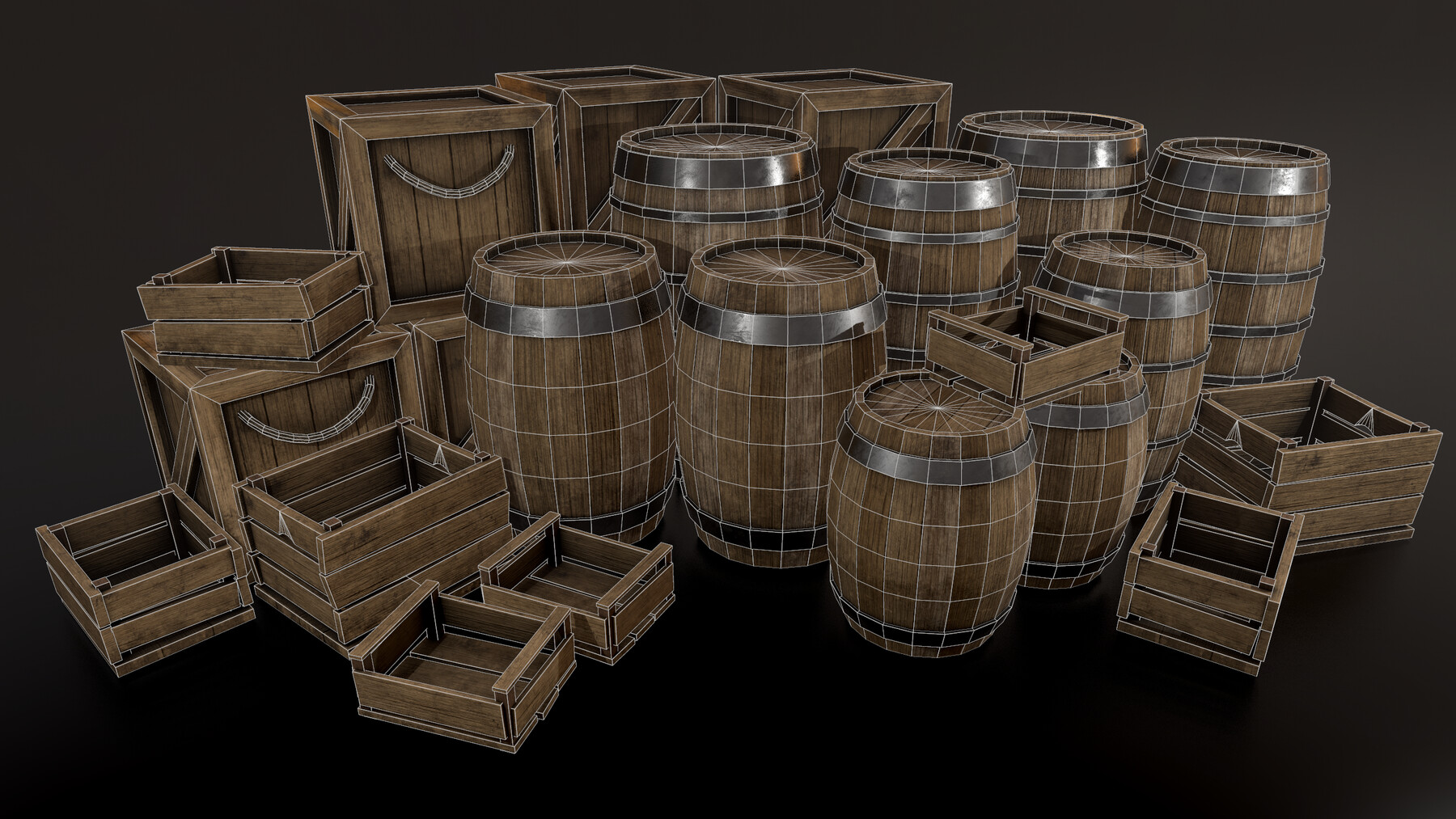 ArtStation - Game Ready Assets - Barrels, Crates, And Open Crates ...