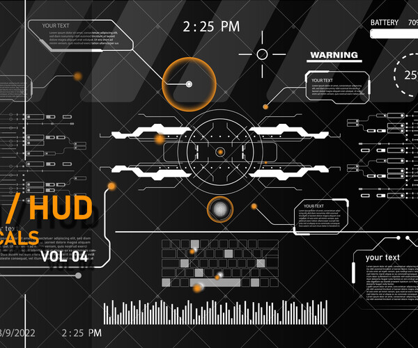 ArtStation - 215 + ui / hud scifi graphic decals / vol 04 | Game Assets