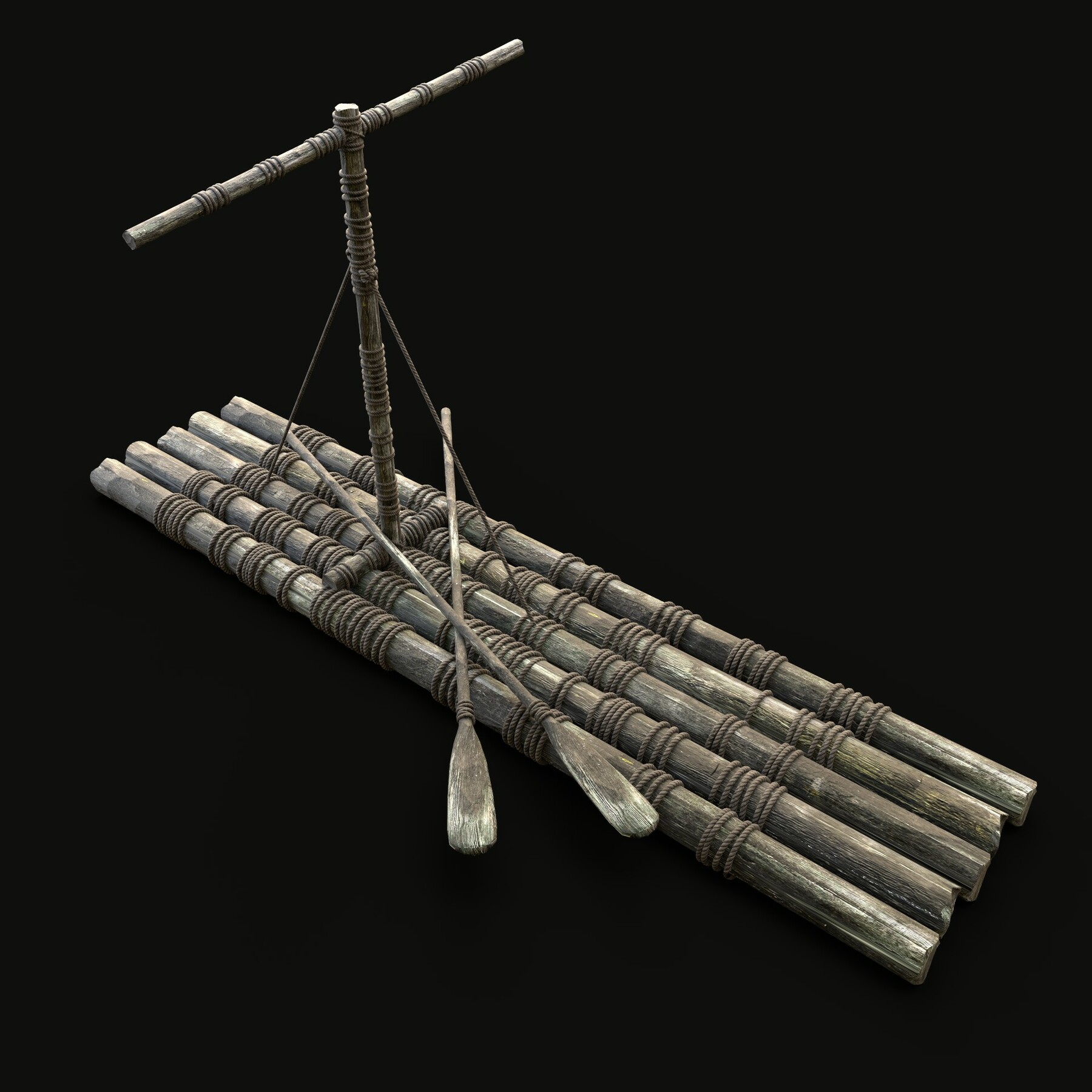 ArtStation - RAFT WOODEN SURVIVAL CASTAWAY IMPROVISED BARGE LOG ...