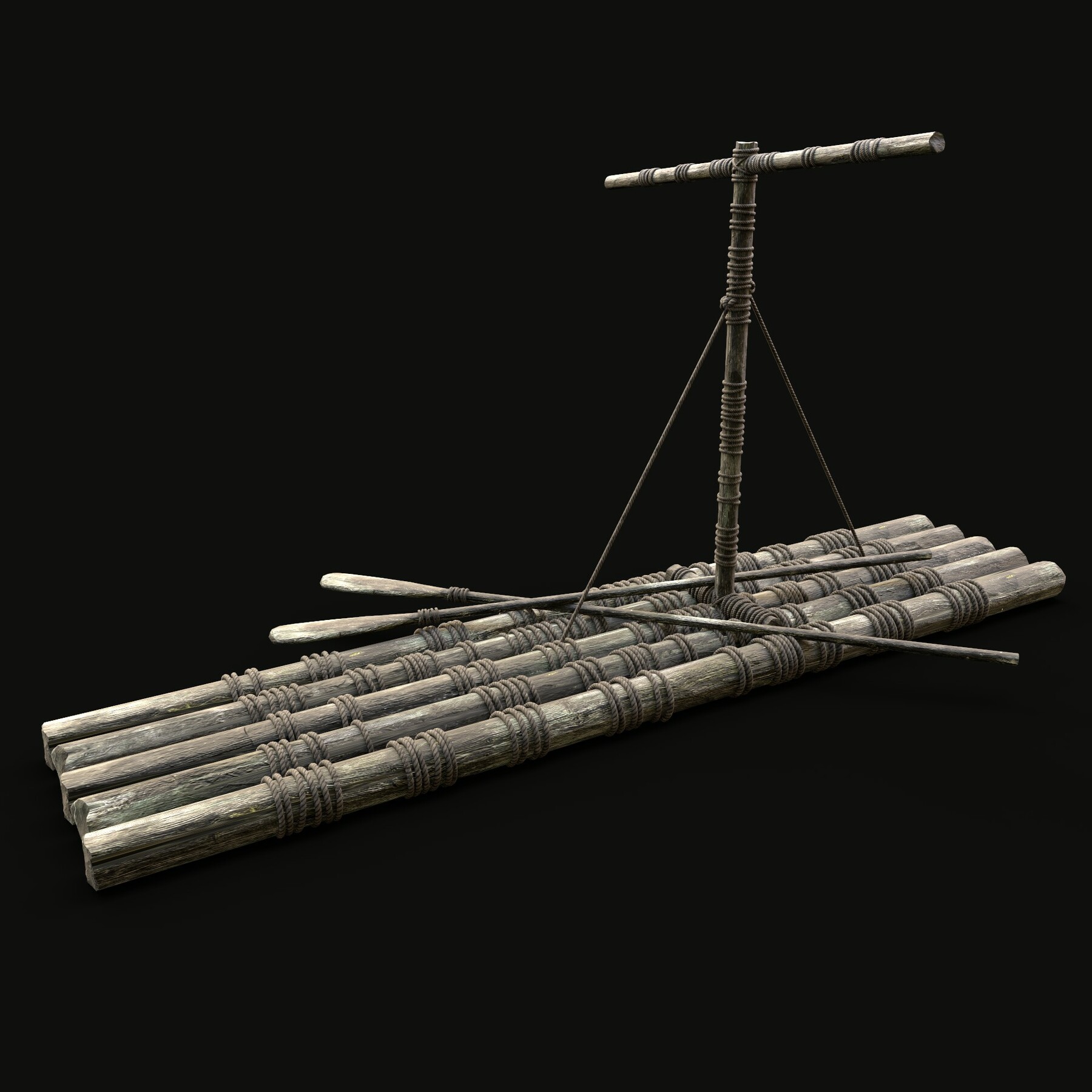ArtStation - RAFT WOODEN SURVIVAL CASTAWAY IMPROVISED BARGE LOG ...