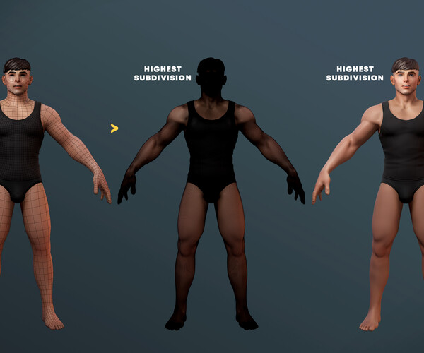 Artstation Stylized Buff Male Game Model And Basemesh Game Assets 