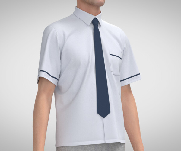 ArtStation - School Uniform Shirt Male, Marvelous Designer, Clo3D ...