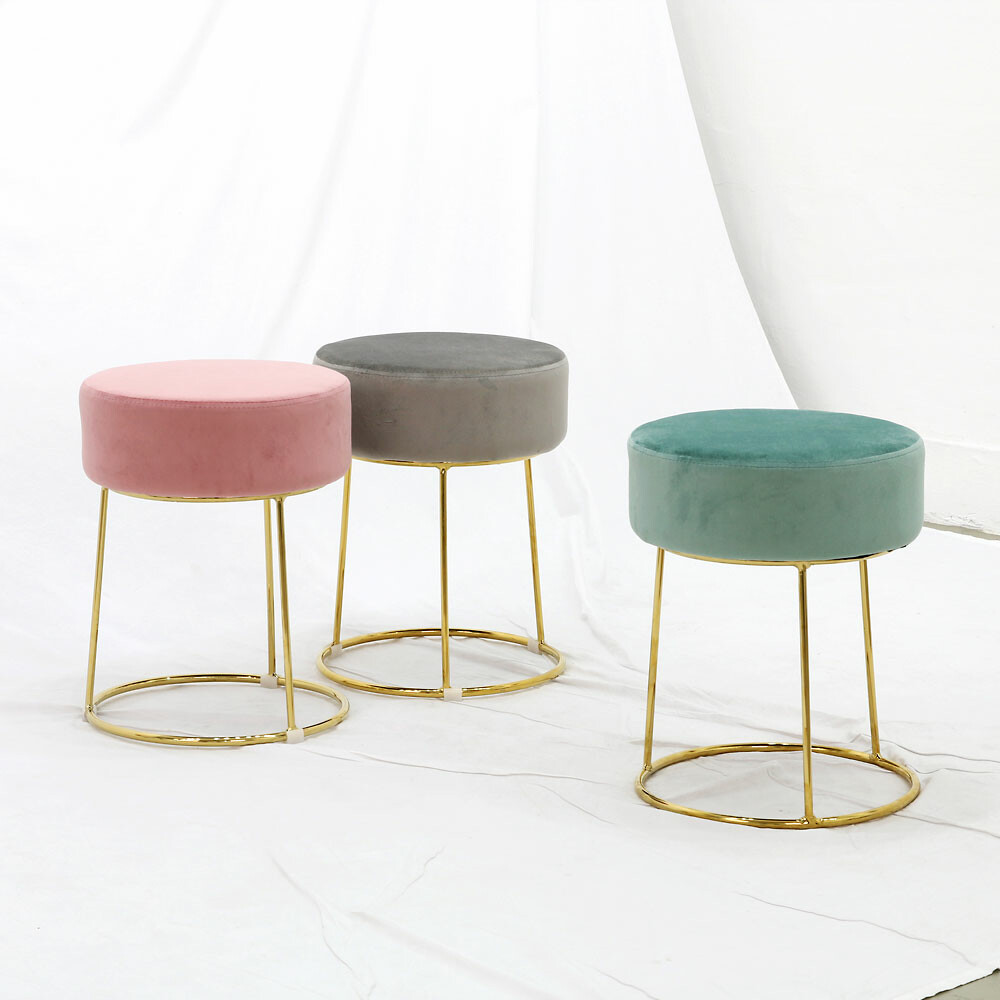 ArtStation - PCS Gold Velvet Round Stool Dressing Table | Resources