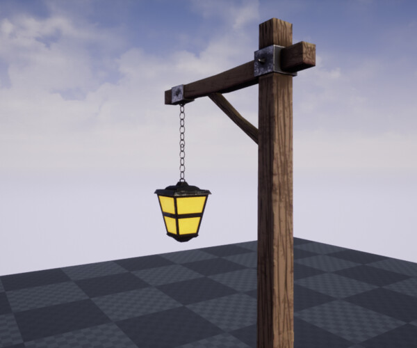 ArtStation - Wood Post Lamp | Game Assets