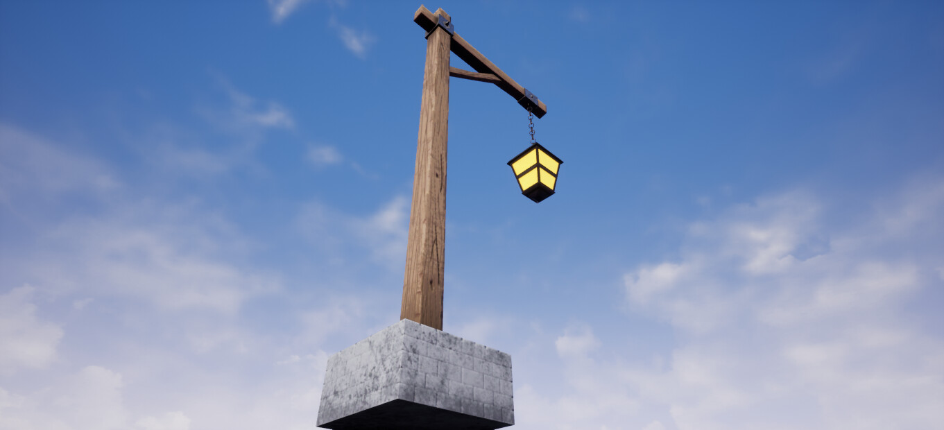 ArtStation - Wood Post Lamp | Game Assets