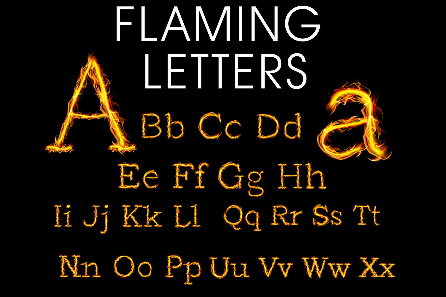 ArtStation - Fire Alphabet Letters, Flaming Alphabet, Set of Letters in ...