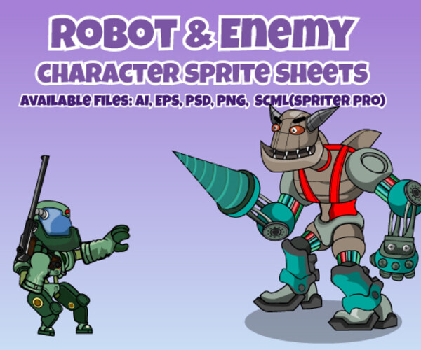 ArtStation - Robot vs enemy robot character sprite | Game Assets