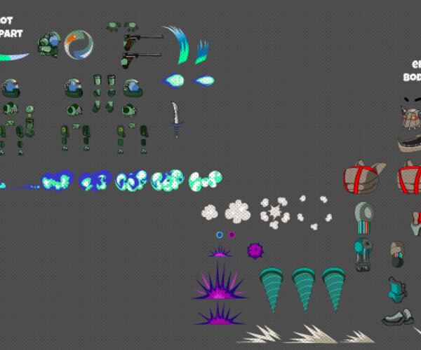 ArtStation - Robot vs enemy robot character sprite | Game Assets