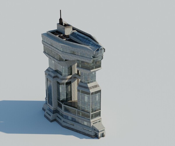 ArtStation - modern building no 1 ( two 3D Models ) | Game Assets