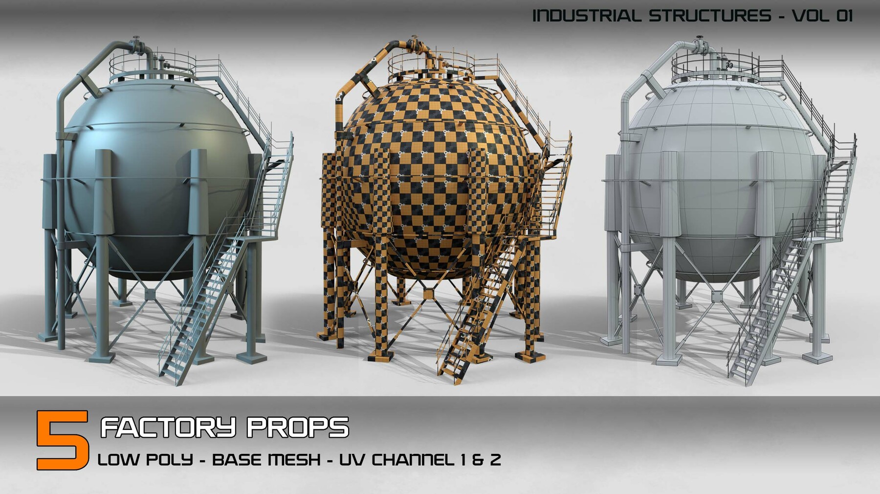 ArtStation - industrial structures Vol 01- 5 Factory Props (Low Poly ...