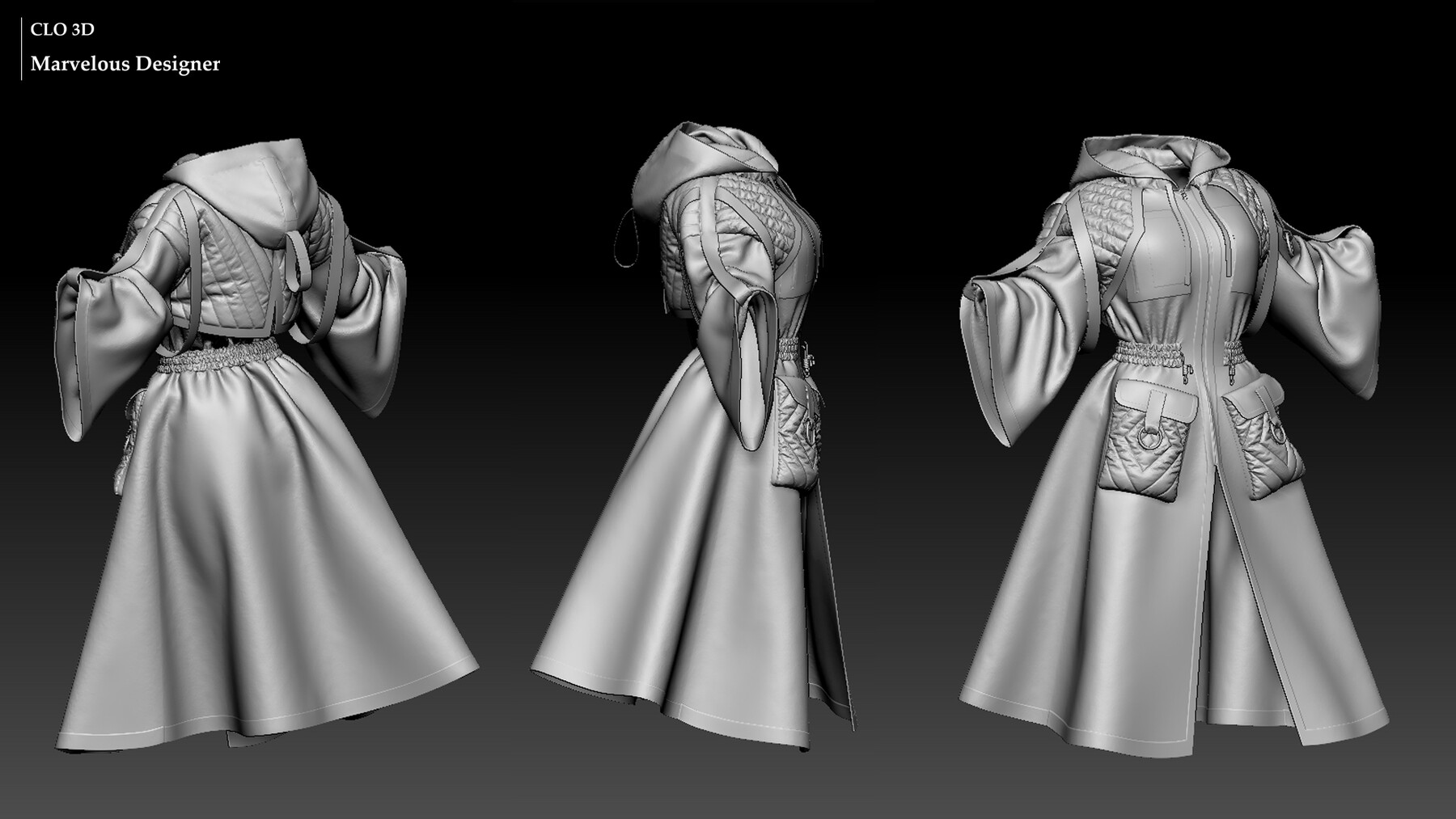 ArtStation - Female coat outfit # 2 / Marvelous Designer/Clo3D project ...