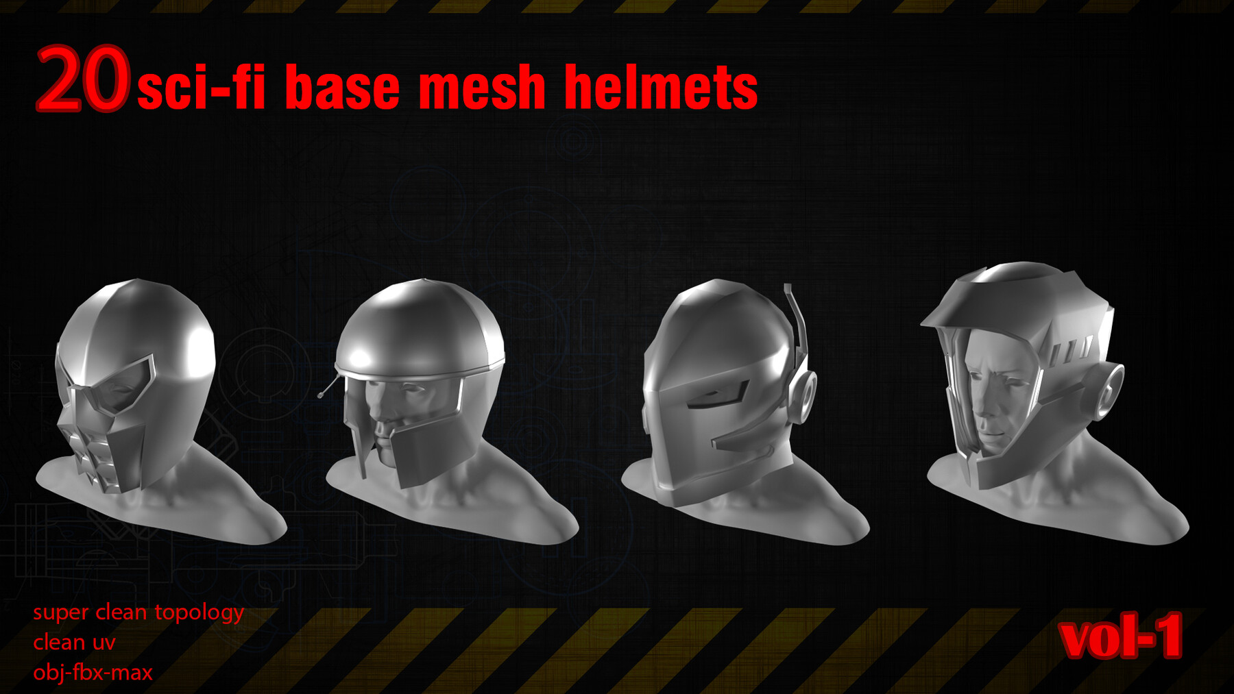 ArtStation - 20 scifi helmet base mesh vol-1 (game ready) | Game Assets