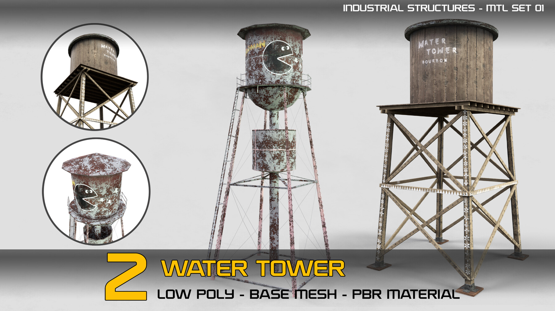 ArtStation - 2 Water Towers with PBR material | Game Assets