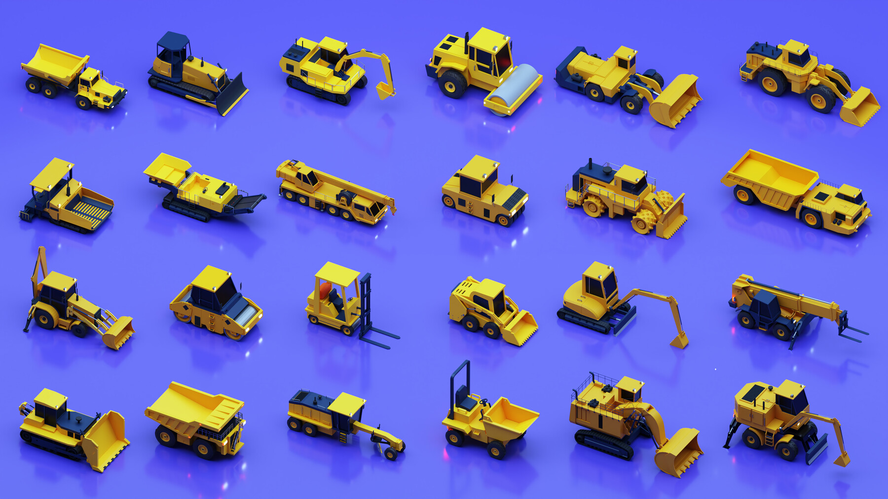 ArtStation - Heavy Machinery low poly base mesh full collection rigged ...