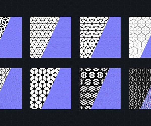ArtStation - 50 Tileable Displacement Hex Patterns Vol.1 | Brushes