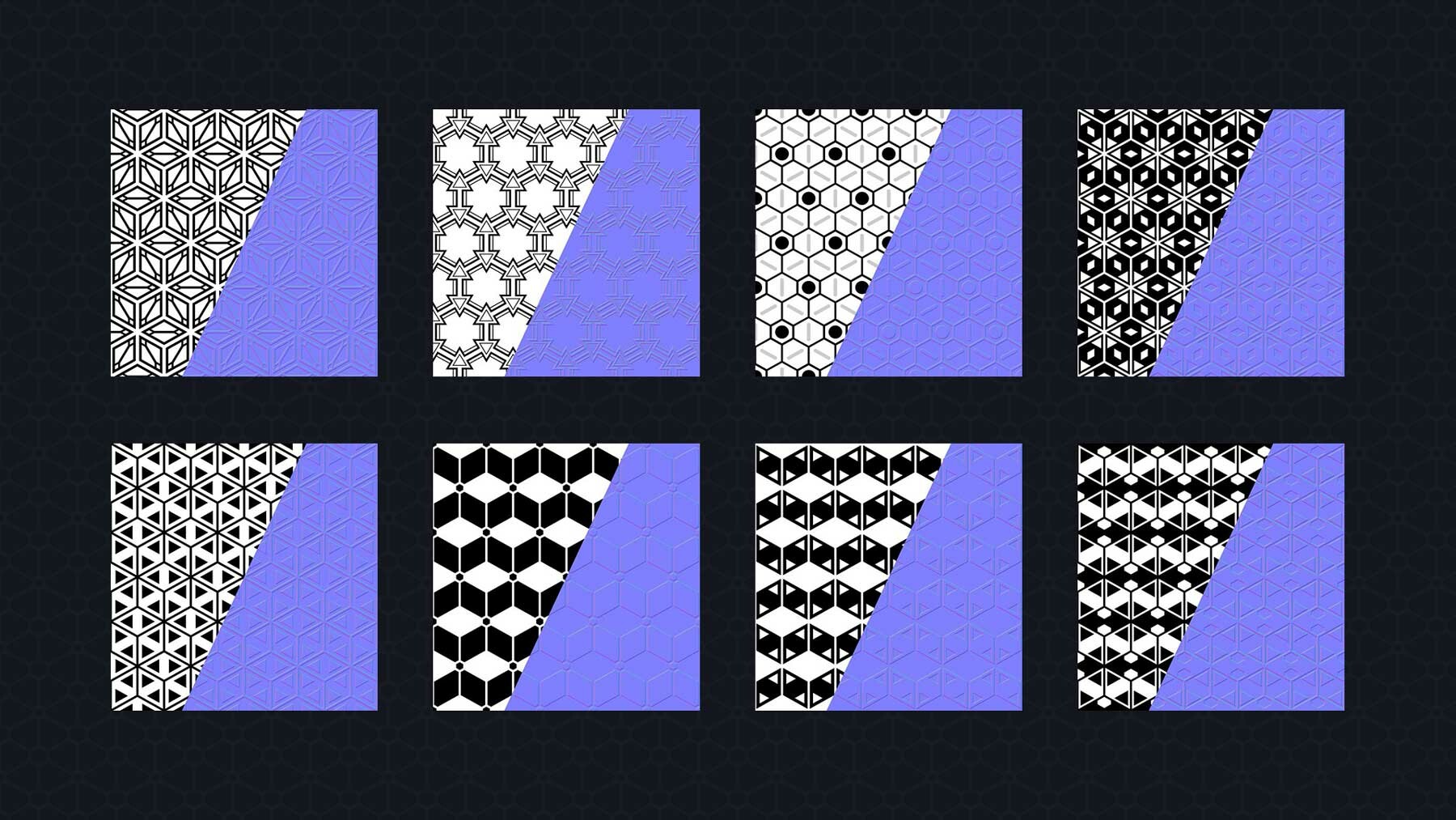 ArtStation - 50 Tileable Displacement Hex Patterns Vol.1 | Brushes