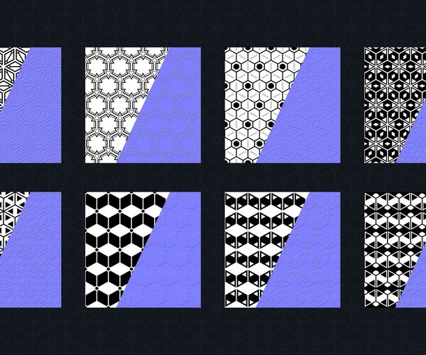 ArtStation - 50 Tileable Displacement Hex Patterns Vol.1 | Brushes