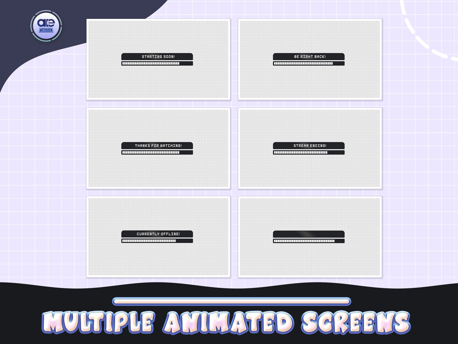 ArtStation - Black and White Twitch Overlay Package, Kawaii Twitch ...