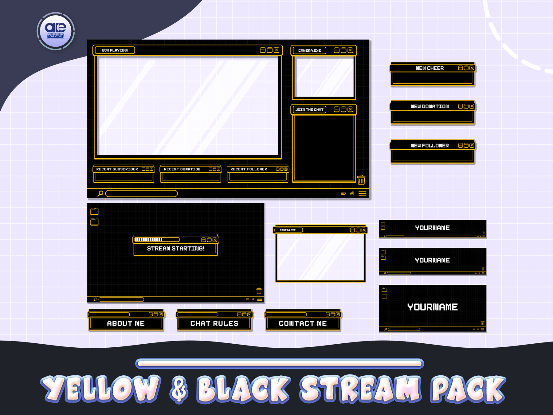 ArtStation - Animated Stream Package Overlay Yellow and Black, Stream ...