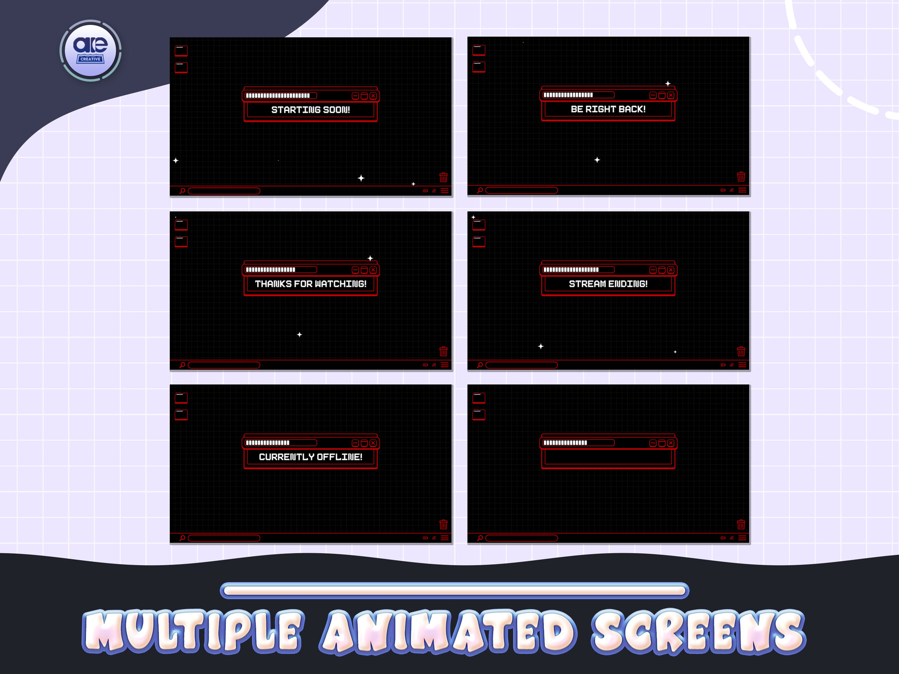 ArtStation - Animated Stream Package Overlay Black and Red Pixels ...