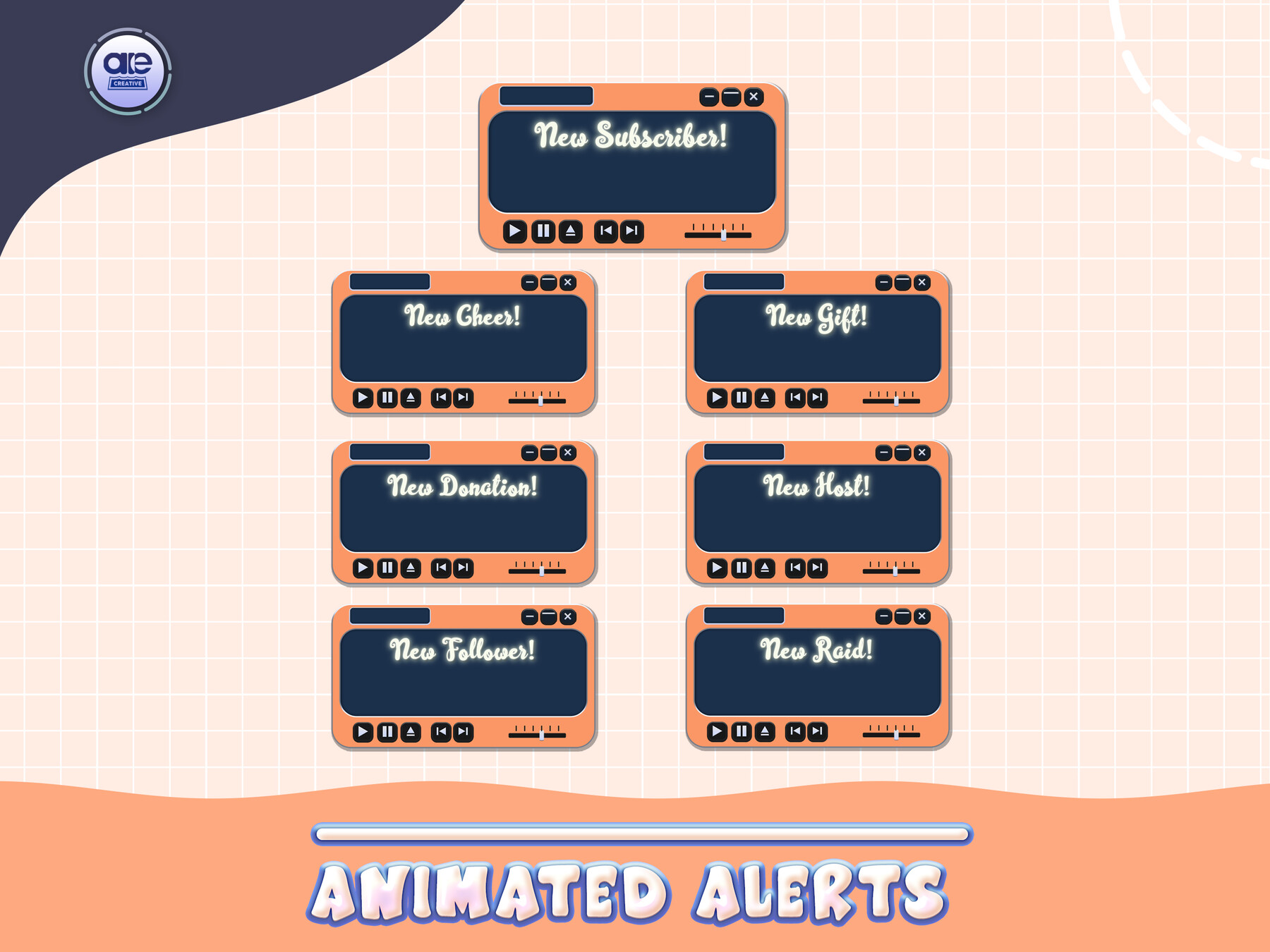 ArtStation - Animated Stream Overlay Package Pink Peach Aesthetic, Stream Scenes Animated ...