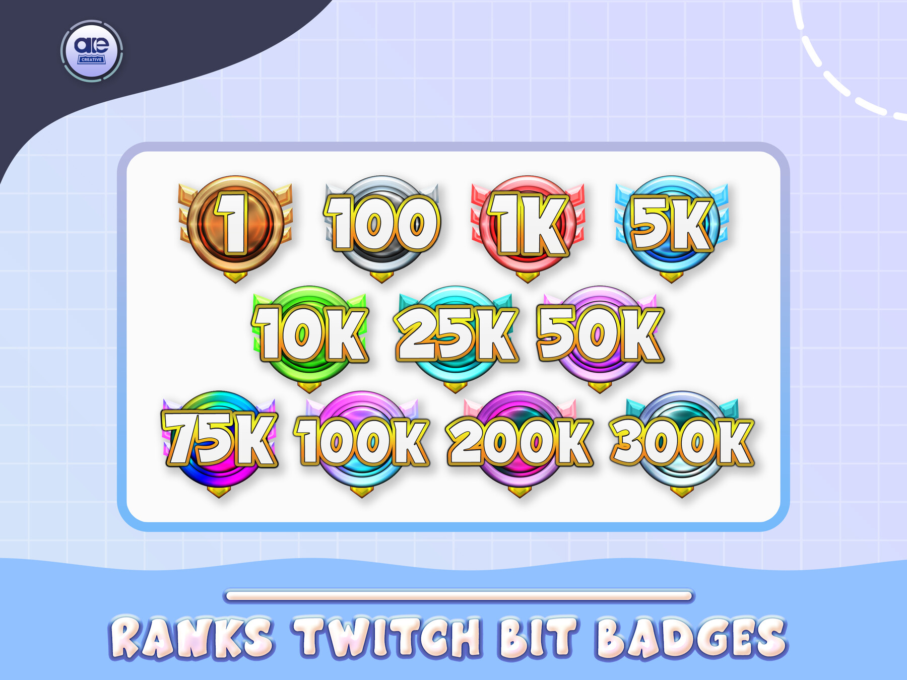 ArtStation - bit sub badges twitch Ranks Collection, 11 bit badges ...
