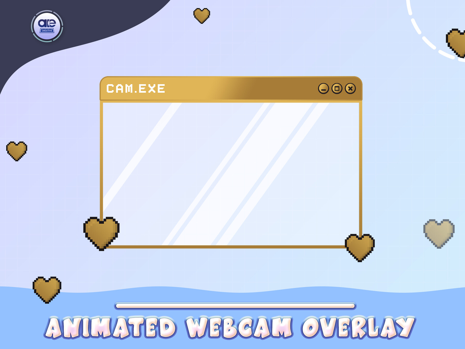 ArtStation - Animated Stream Package Overlay Gold Hearts, Pixel Stream ...