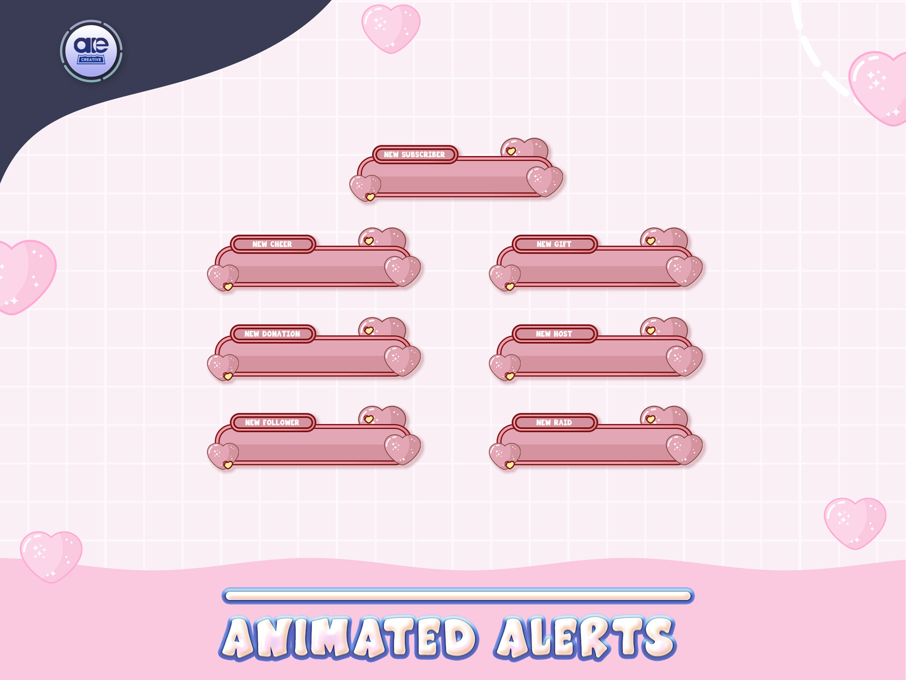 ArtStation - Animated Stream Package Overlay Pink Heart , Pink Stream ...
