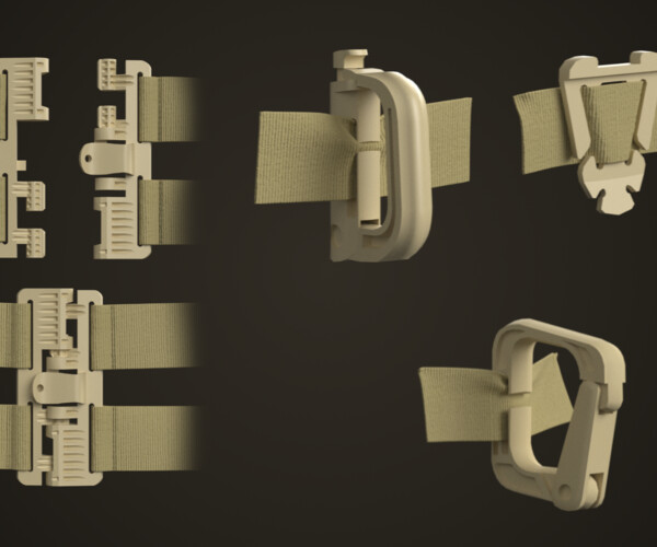 ArtStation - 16 carabiners pack . CUSTOMIZABLE / OBJ and Blend files / accessories / buckle ...
