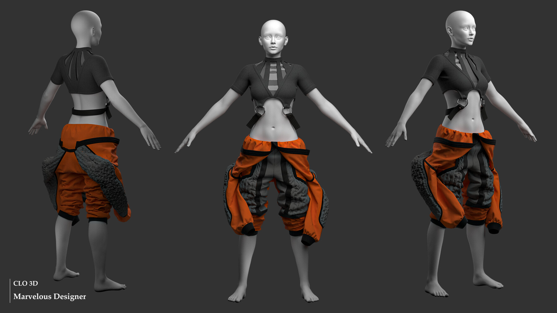 ArtStation - Female overalls outfit / Marvelous Designer/Clo3D project ...