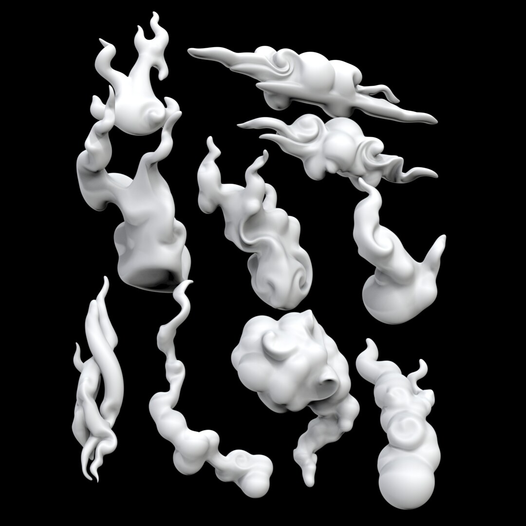 ArtStation - smoke / mist / clouds stylized pack1 IMM brush and .obj ...