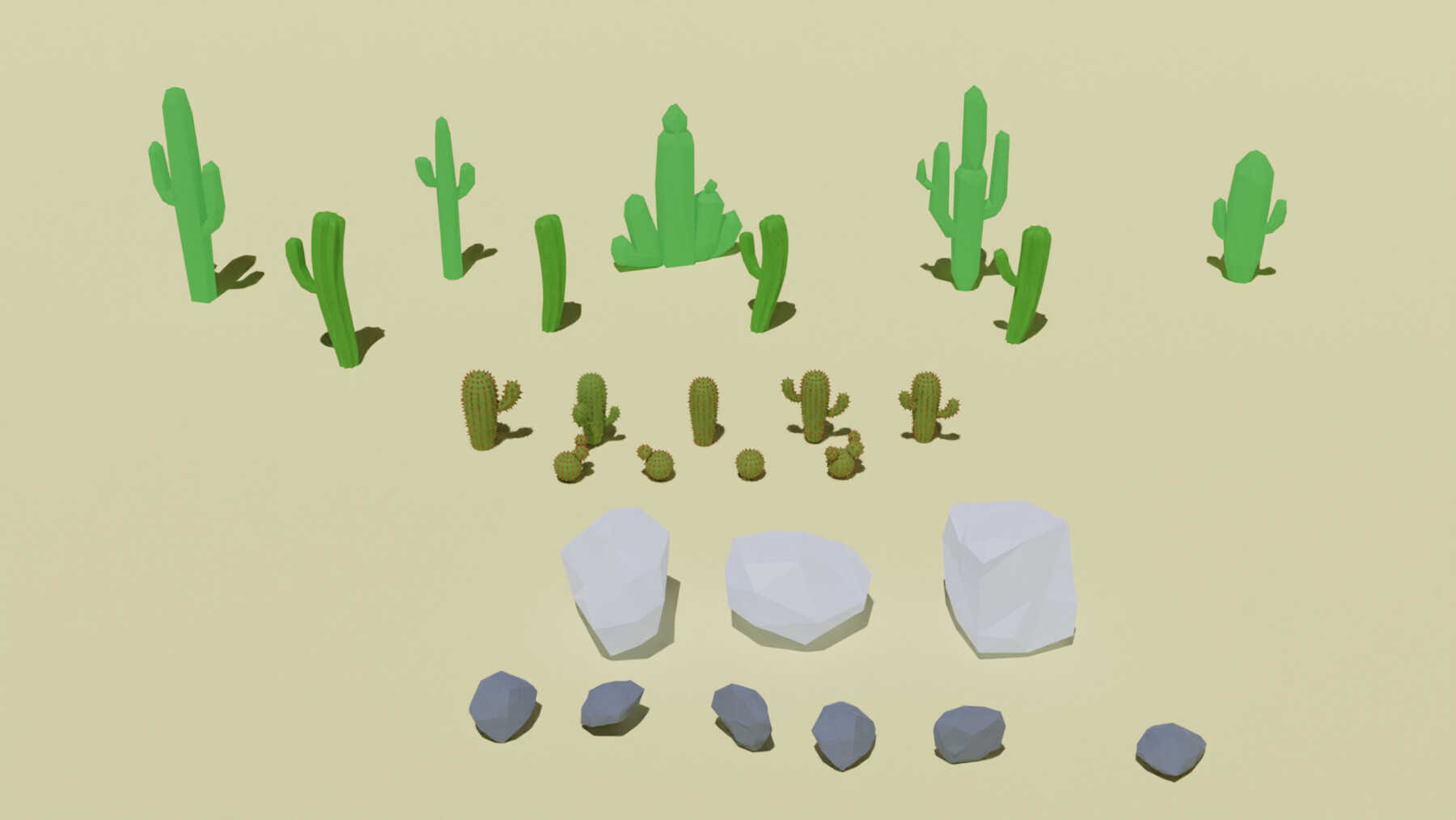 ArtStation - Low Poly Stylized Desert Western Vegetation And rocks Game ...