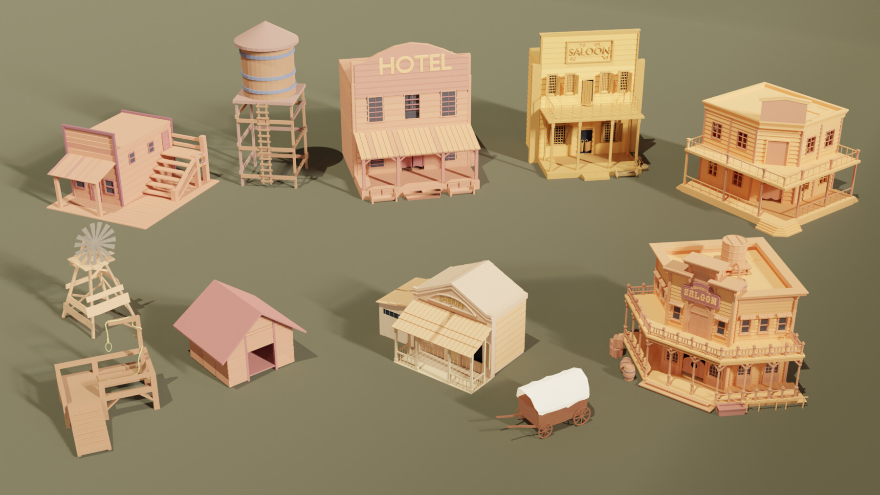 ArtStation - Low Poly Stylized Western Wid West Game Environment | Game ...