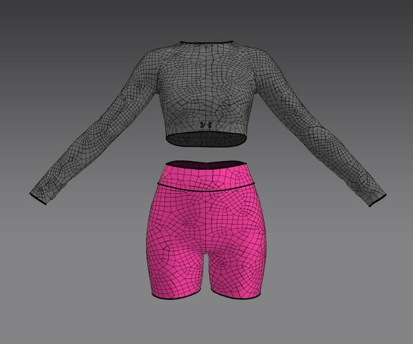 ArtStation - Female workout outfit longsleeve and shorts | Game Assets
