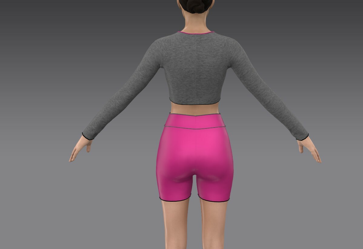 ArtStation - Female workout outfit longsleeve and shorts | Game Assets