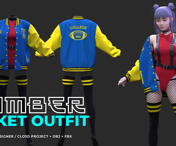 ArtStation - Bomber Jacket woman outfit | Game Assets