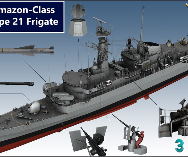 ArtStation - Amazon-Class Type 21 Frigate | Game Assets