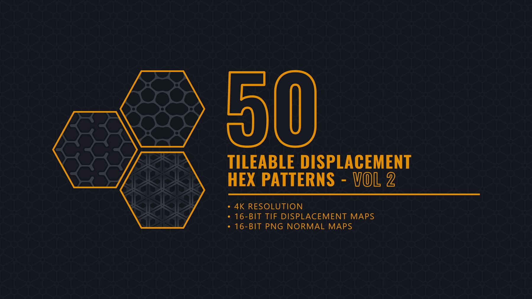 ArtStation - 50 Tileable Displacement Hex Patterns Vol.2 | Brushes