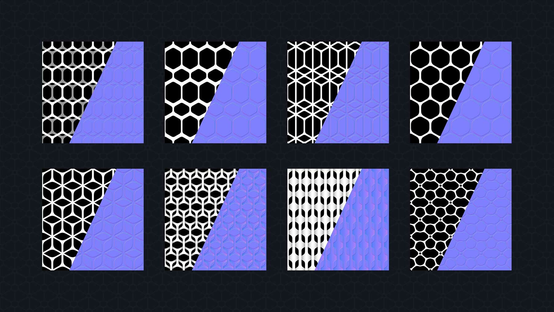 ArtStation - 50 Tileable Displacement Hex Patterns Vol.2 | Brushes