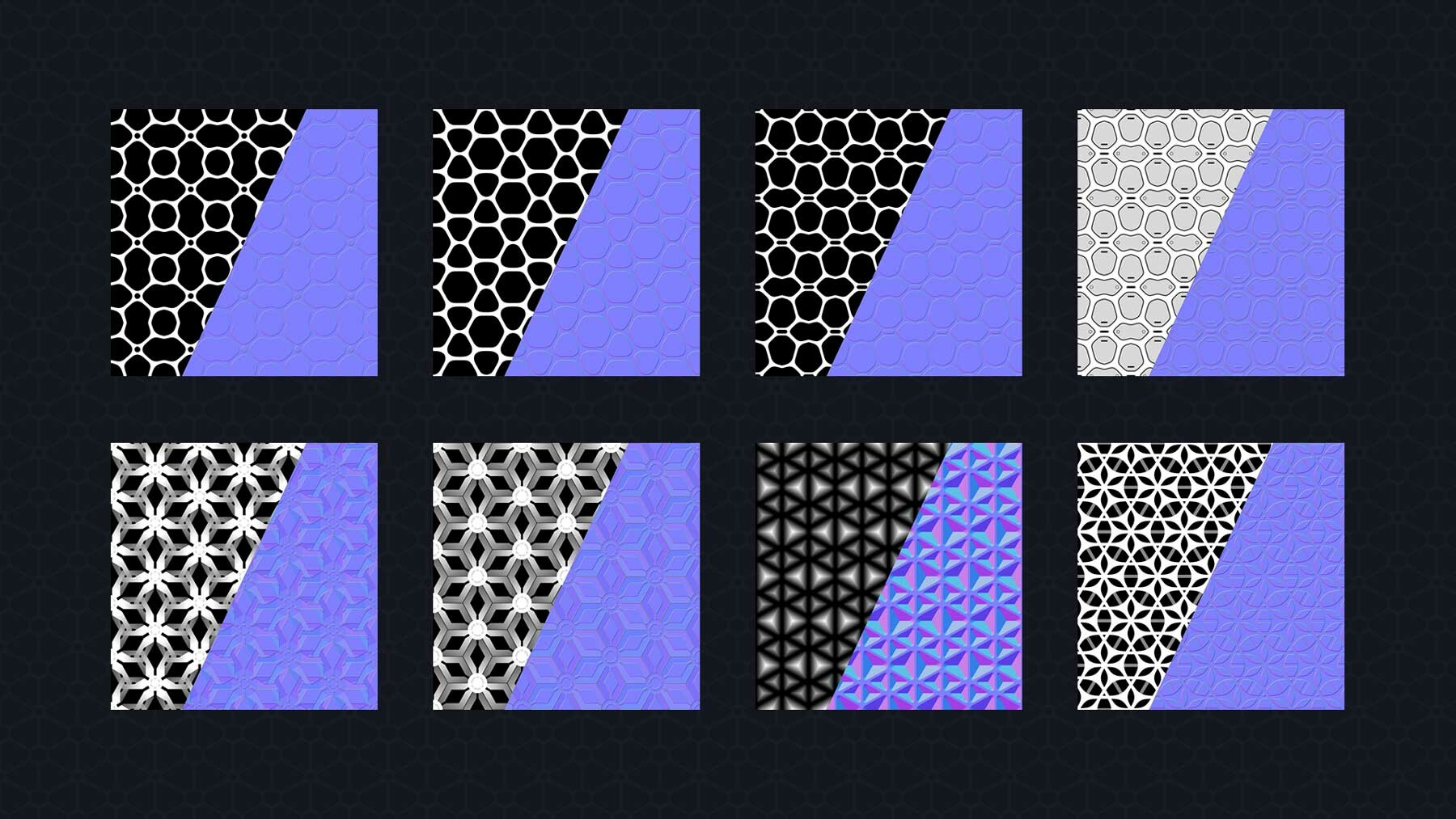 ArtStation - 50 Tileable Displacement Hex Patterns Vol.2 | Brushes
