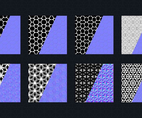 ArtStation - 50 Tileable Displacement Hex Patterns Vol.2 | Brushes